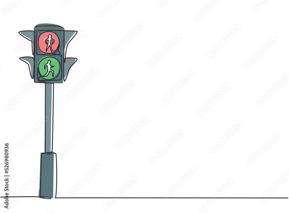 Single one line drawing of special traffic lights for pedestrians ...