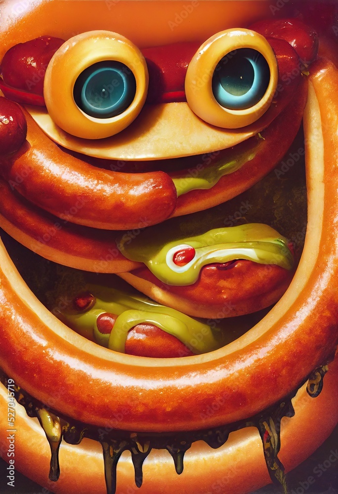 Surreal saucy sausage monster with googly eyes - this imaginative ...