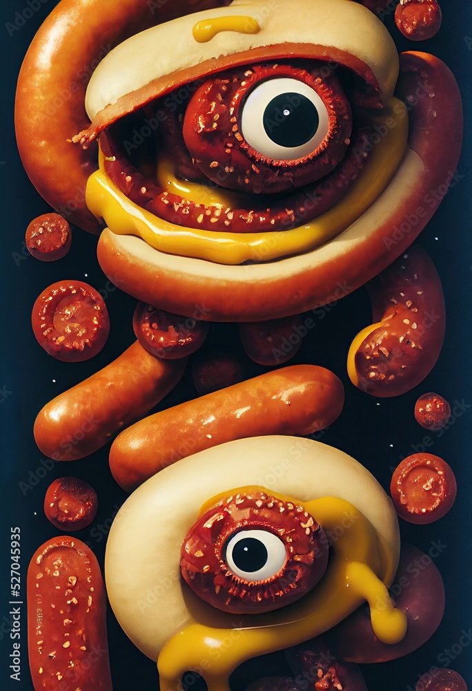Surreal saucy sausage monster with googly eyes - this imaginative ...