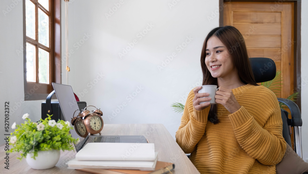 Profile side photo of smart chinese girl ceo expert sit desk work ...