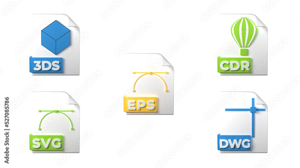 File format extensions. svg, eps, cdr, 3ds, dwg file format design ...