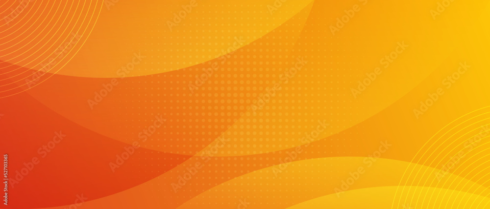 Yellow and orange vector long banner. Minimal background with curve and ...