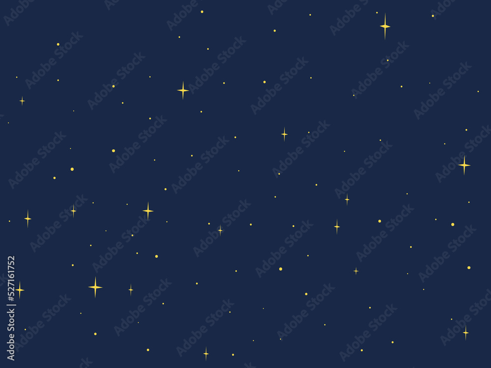 Cartoon night starry sky vector design. Simple dark blue space ...
