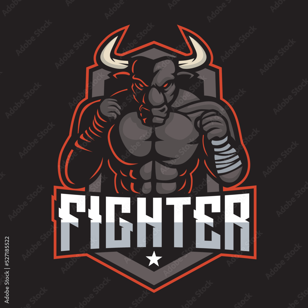 Angry bull fighter mascot logo design vector Stock Vector | Adobe Stock