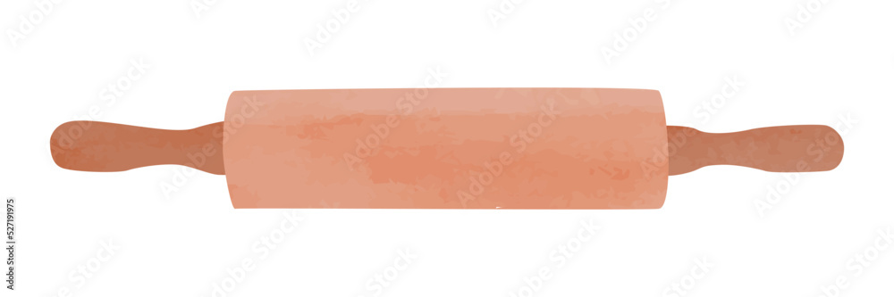 Wooden rolling pin watercolor style vector illustration isolated on ...