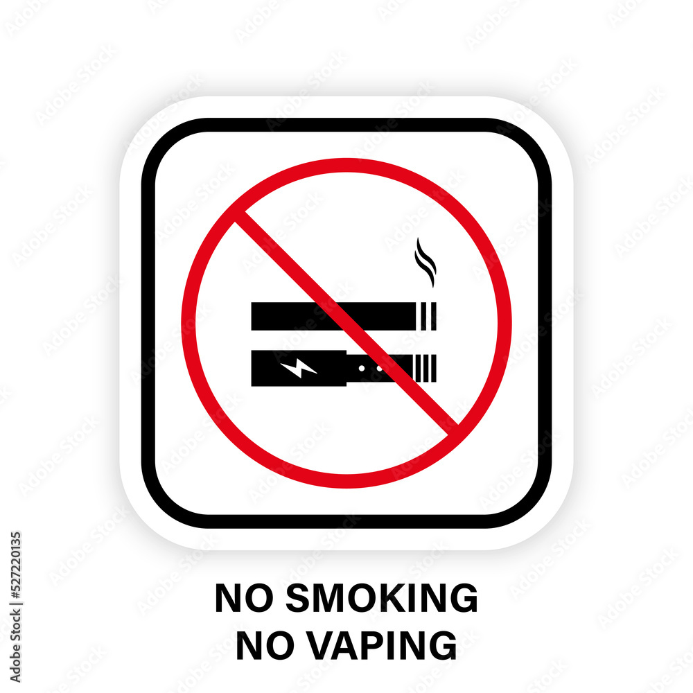 No Smoking Nicotine and Electronic Cigarette Forbidden Black Silhouette ...