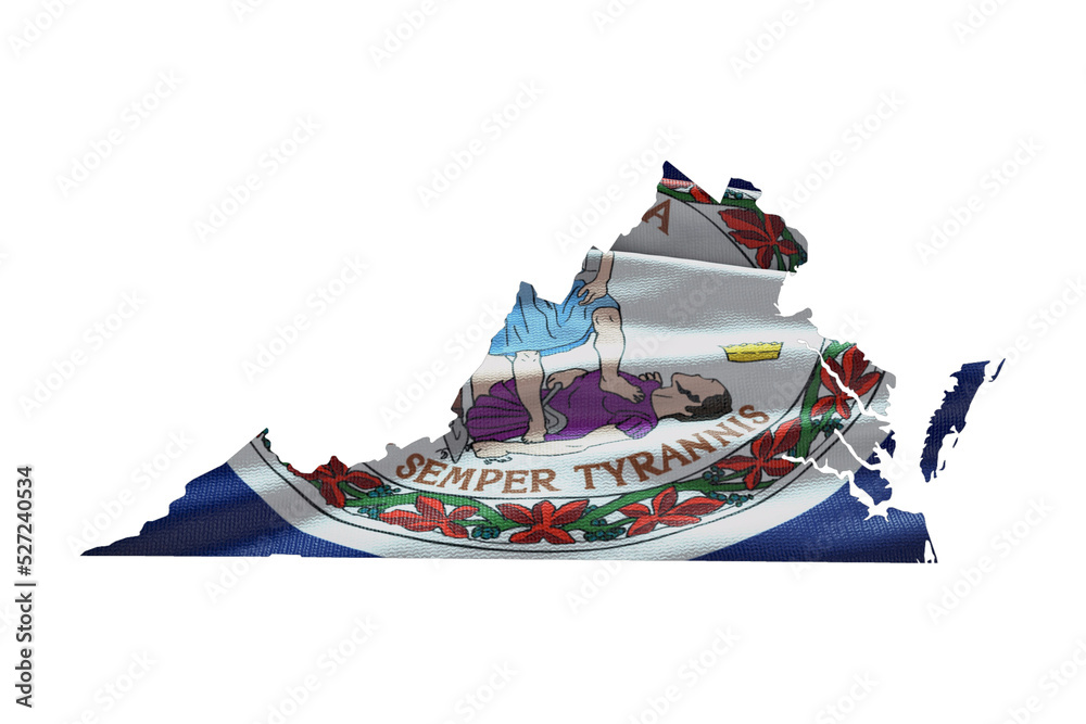 Virginia state map shape with flag. PNG icon Stock Illustration | Adobe Stock