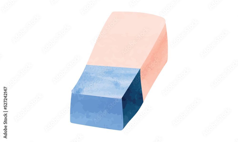 Watercolor rubber eraser hand drawn vector illustration isolated on ...