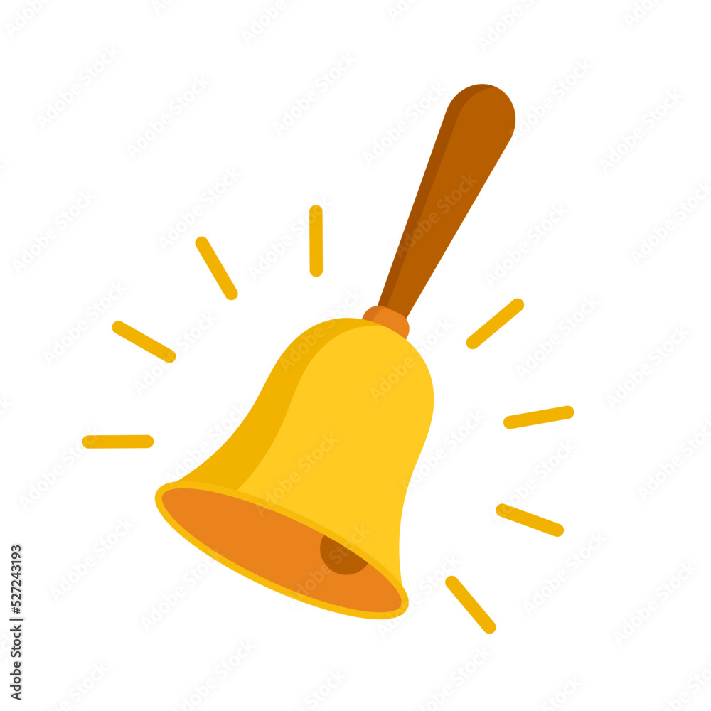 ringing hand bell flat icon vector illustration isolated on white ...