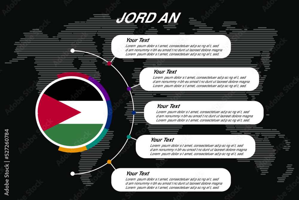 Jordan circle infographic with information text spaces, black ...