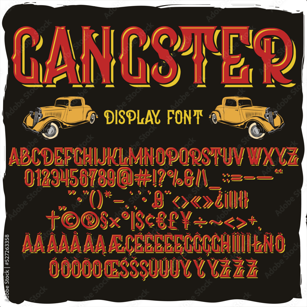 Gangster font + illustration of a girl Stock Vector | Adobe Stock