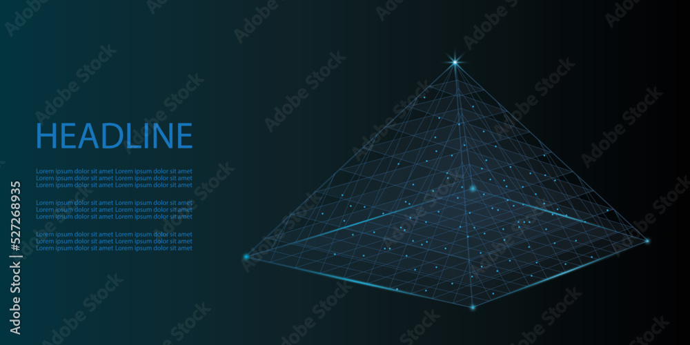 Pyramid molecular grid technology style. Futuristic connection ...