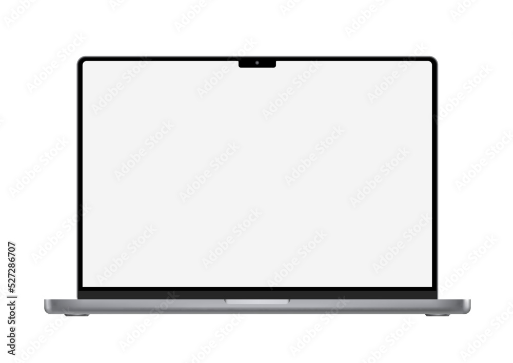 Notebook mockup gray color, flat screen laptop computer design vector ...