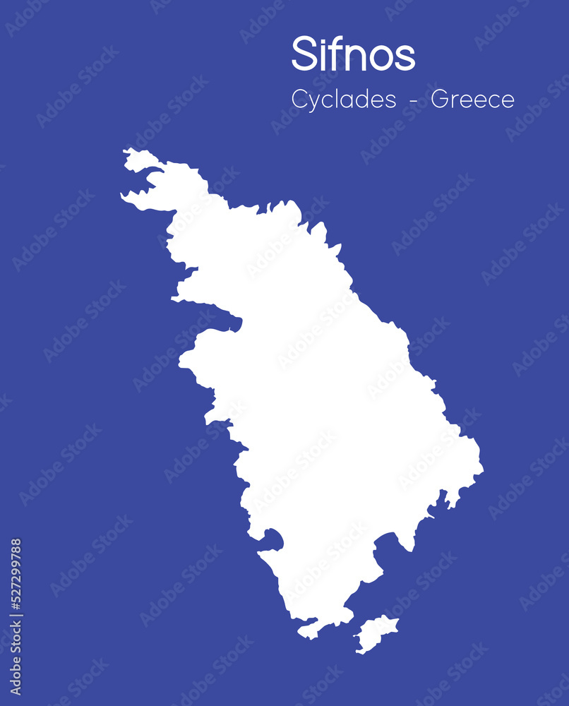 Sifnos vector map silhouette high detailed isolated. White illustration ...