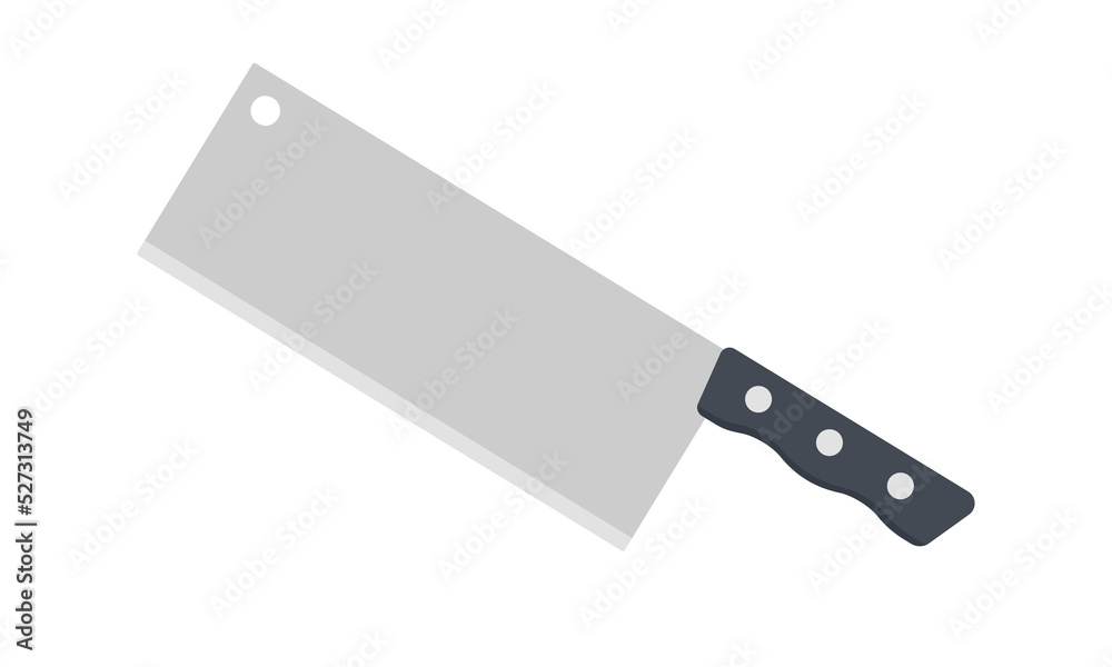 Large sharp cleaver knife clipart vector illustration. Cleaver knife with plastic handle flat ...