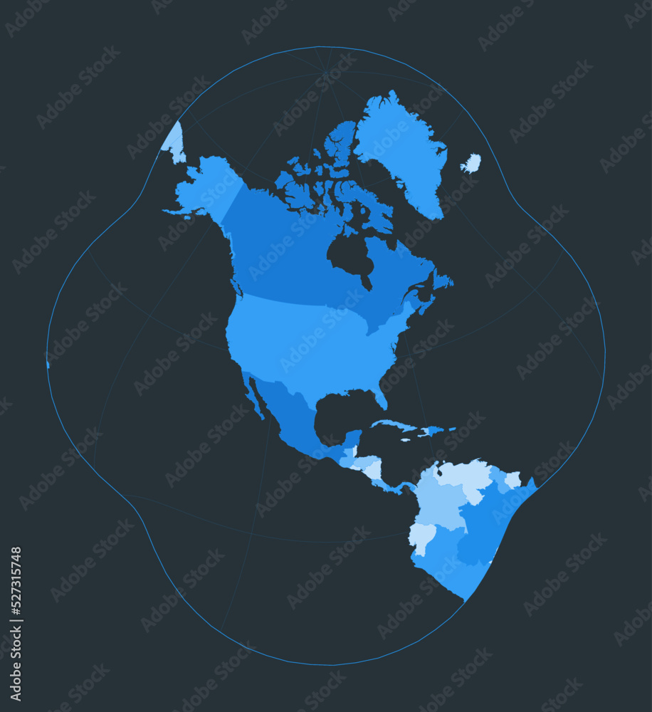 Vector de Stock World map. Modified stereographic projection for the ...