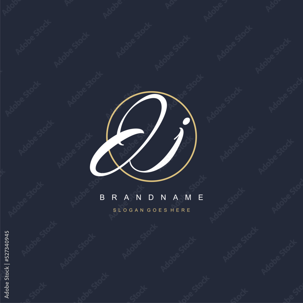 Initial letter JJ logo monogram feminine style with circle line design ...