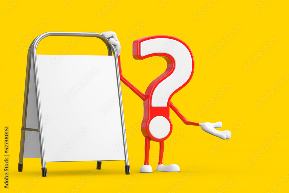 Question Mark Sign Cartoon Character Person Mascot with White Blank ...