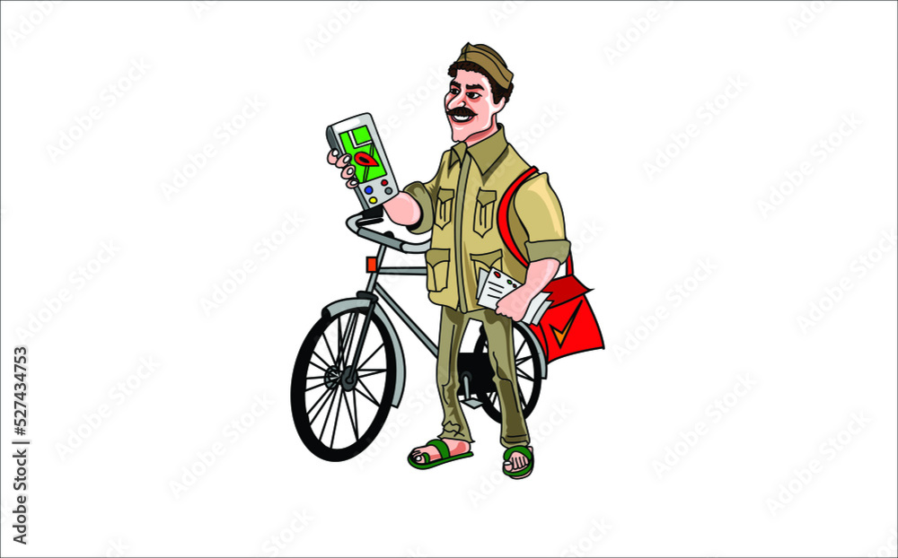 Indian Postman's old-style vector illustration Stock Vector | Adobe Stock