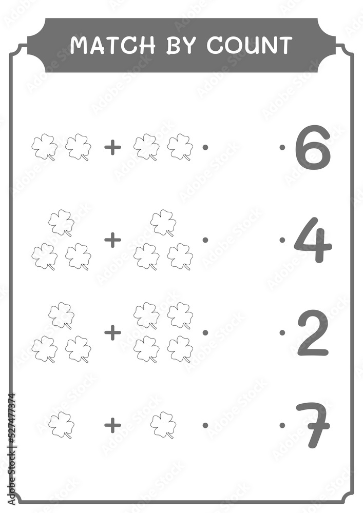 Match by count of Clover, game for children. Vector illustration ...