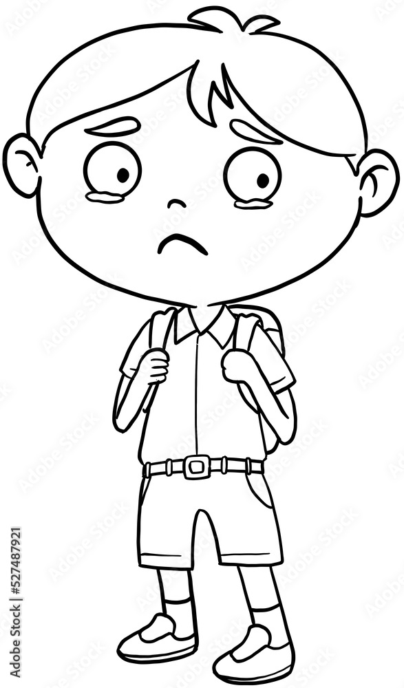 cartoon student boy sad coloring Stock Illustration | Adobe Stock