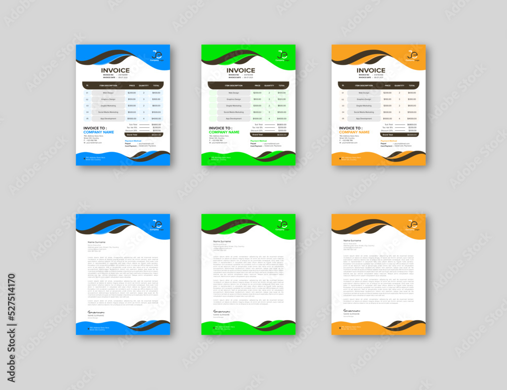 Invoices & Letterhead Combo. A CreativeCorporate Business letterhead ...