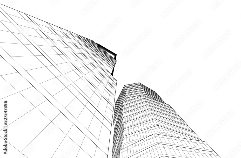 Linear architectural drawing vector illustration Stock Vector | Adobe Stock