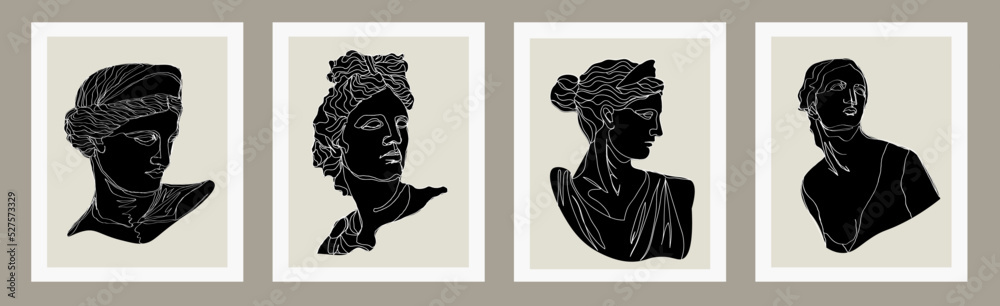 Vector set of antique sculptures silhouette. Vector illustration for ...