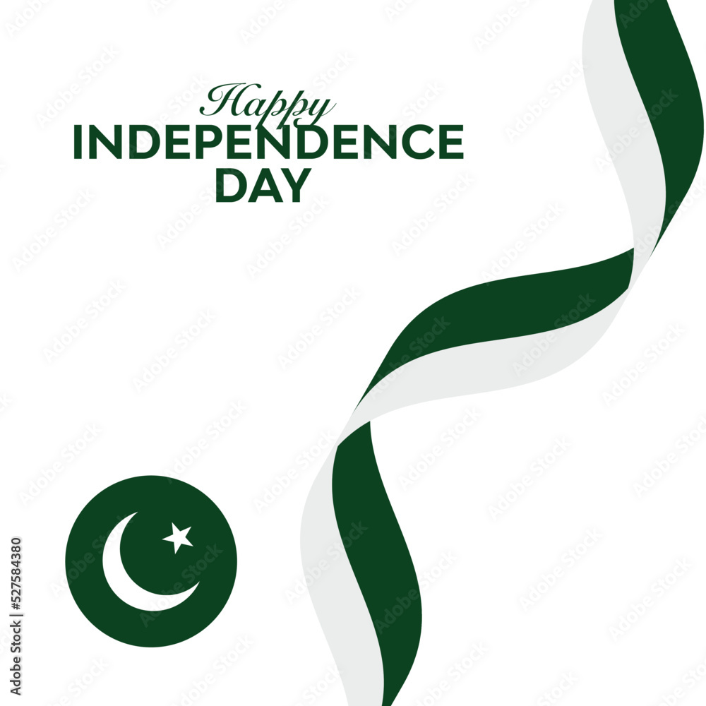 Pakistan independence day flag ribbon post layout design vector ...