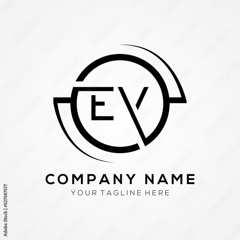 letter EV Logo Design Vector Template. Initial Black Letter Design EV ...