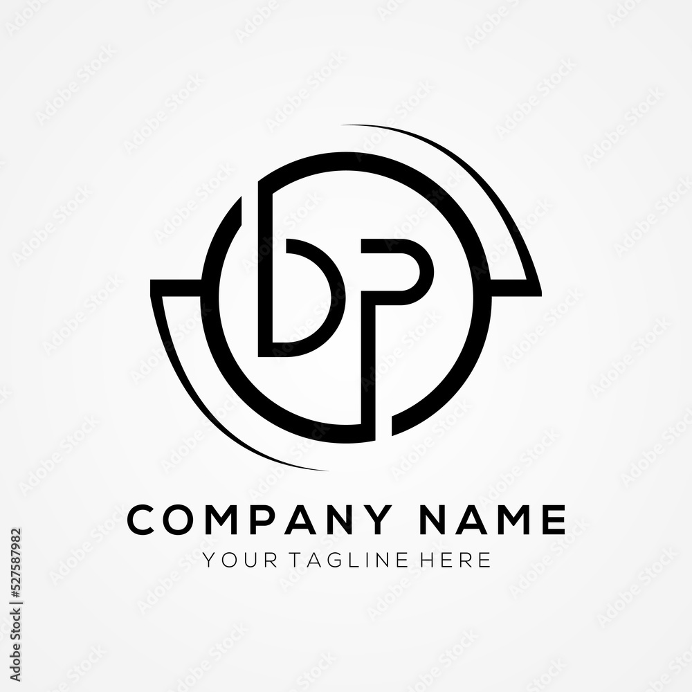 letter DP Logo Design Vector Template. Initial Black Letter Design DP Vector Illustration With ...