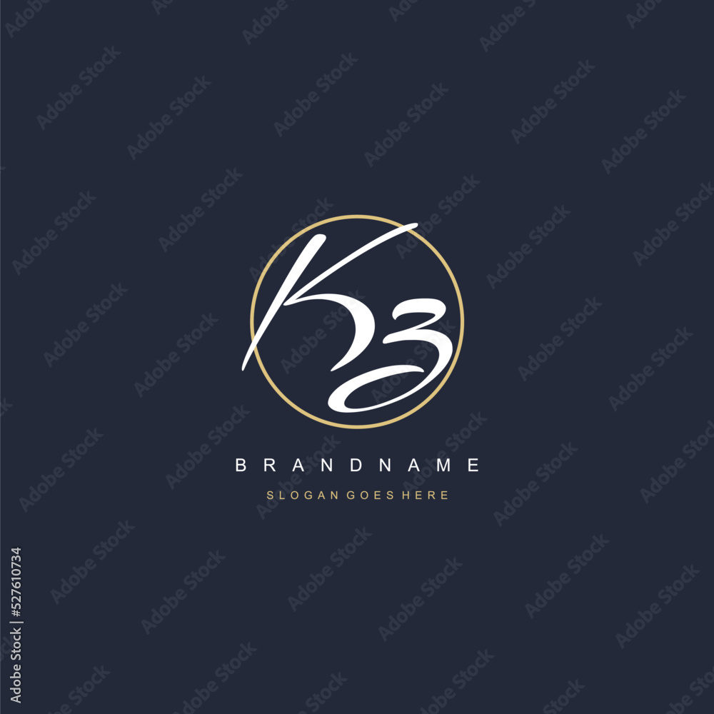 Initial letter KZ logo monogram feminine style with circle line design ...