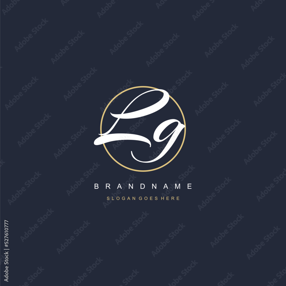 Initial letter LG logo monogram feminine style with circle line design ...