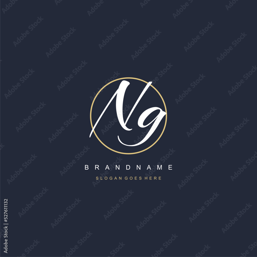 Initial letter NG logo monogram feminine style with circle line design ...