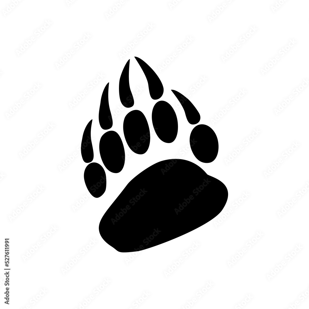 Wild bear wildlife animal steps isolated footprints black silhouette ...