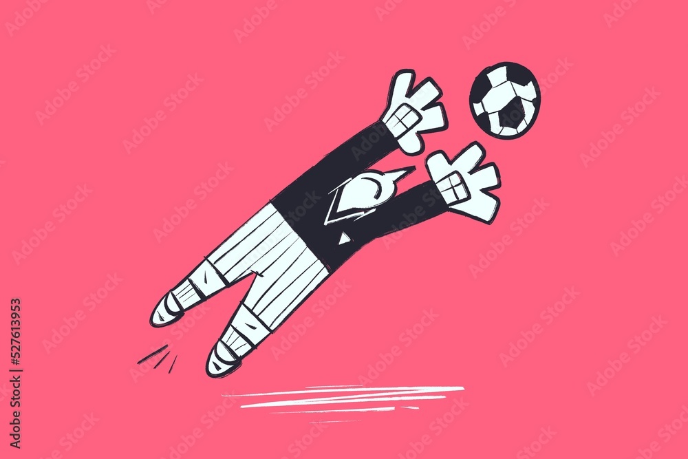 Goalkeeper trying to protect from a score - Comic strip illustration in ...