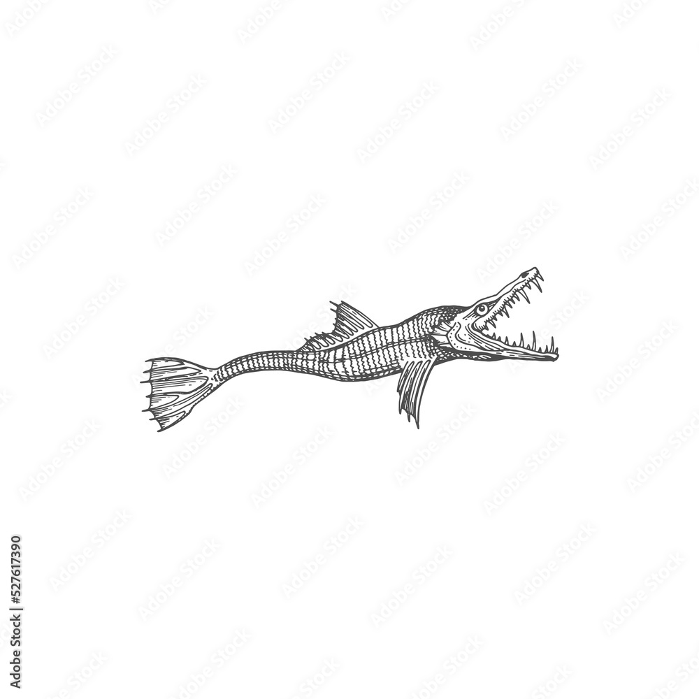 Cetus huge sea creature or sea monster isolated giant fish with jaws ...