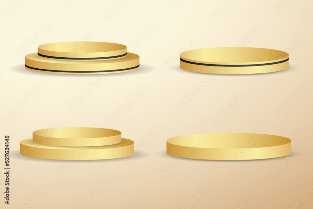 Golden Podium Set with strip Realistic empty stage and podium vector 3d ...