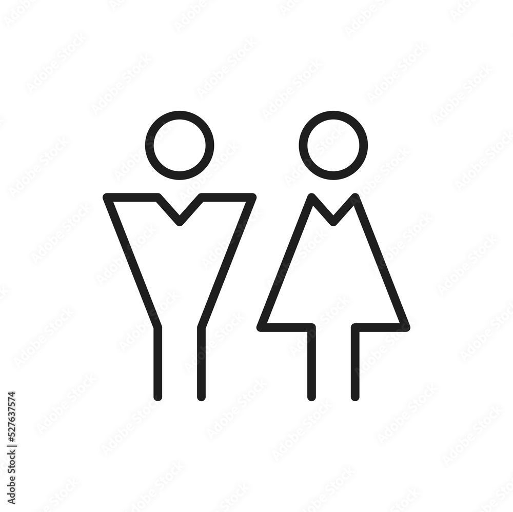 Washroom, bathroom and restroom gender signs, linear style. Vector male ...