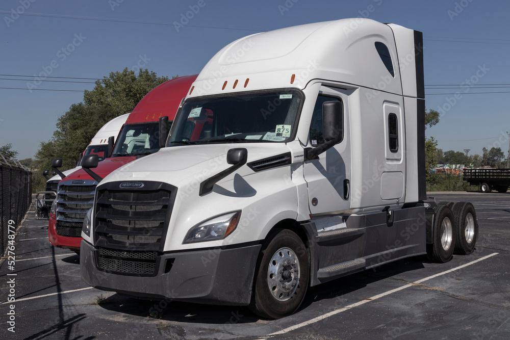 Freightliner Big Rig Semi Tractor Trailer Trucks on display at a ...