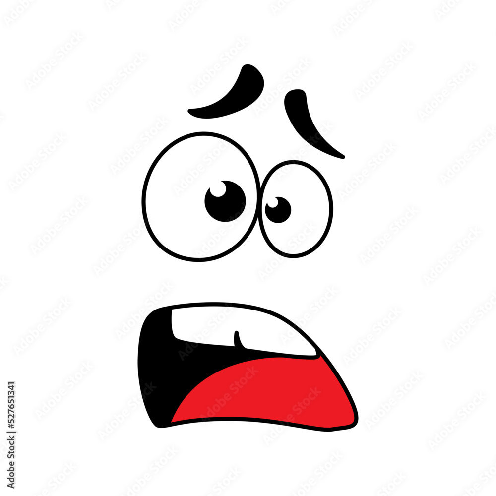 Astonished smile emoticon emoji line art icon. Vector isolated cartoon ...