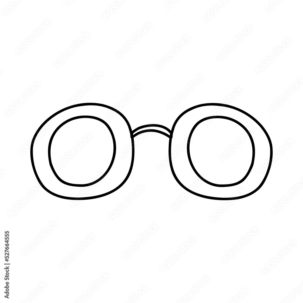 Hand drawn doodle glasses. Vector sketch illustration of black outline ...