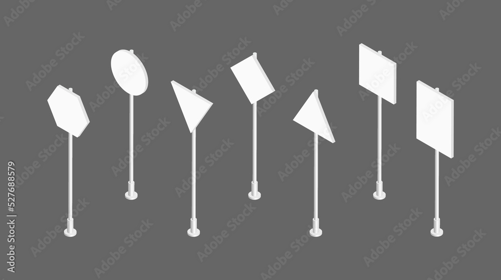 Vector illustration of blank road signs isolated on white background ...
