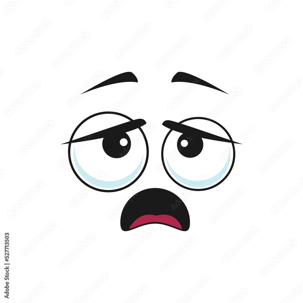 Cartoon sad face vector icon, upset emoji, unhappy facial expression ...