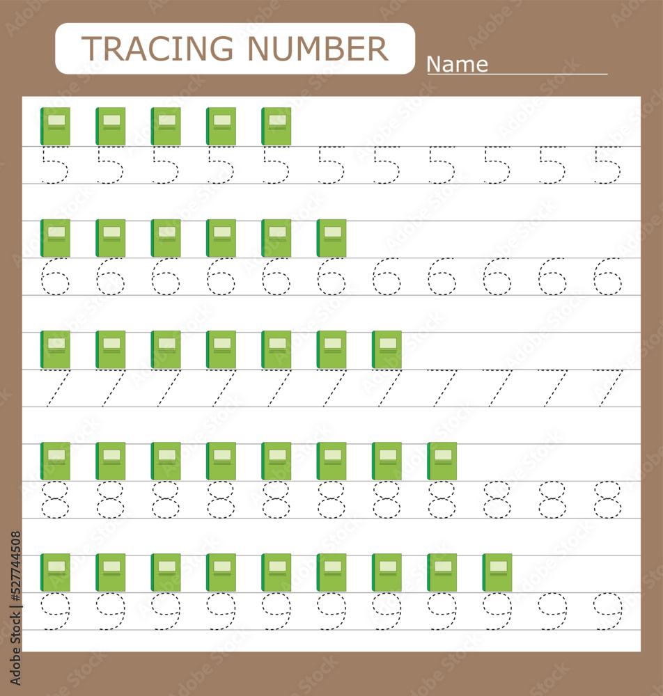 Numbers for kids. Worksheet for kindergarten and preschool. Training to write and count numbers ...