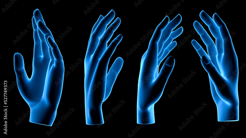 technological transparent set of hand or palm anatomy beautiful ...