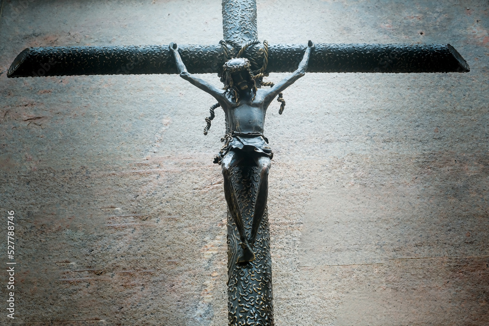 old iron cross with Jesus crucified. Jesus on the cross Stock Photo ...