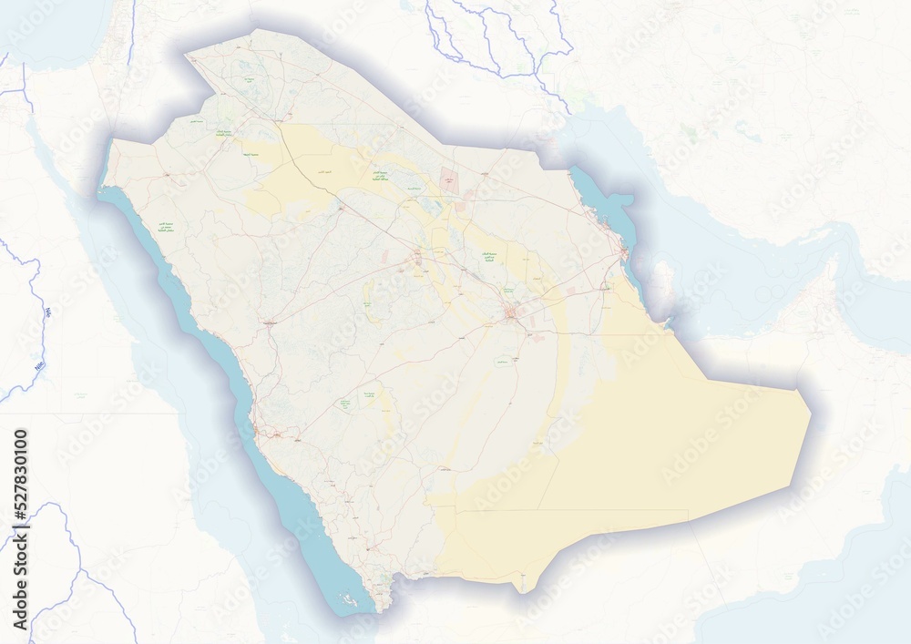 Saudi Arabia physical map with important rivers the capital and big ...