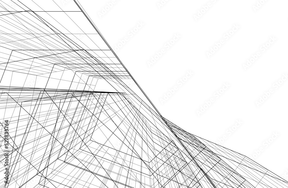 Linear architectural drawing vector illustration Stock Vector | Adobe Stock