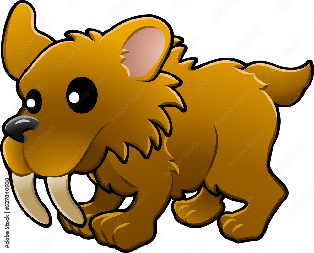Cute sabre tooth tiger illustration Stock Illustration | Adobe Stock